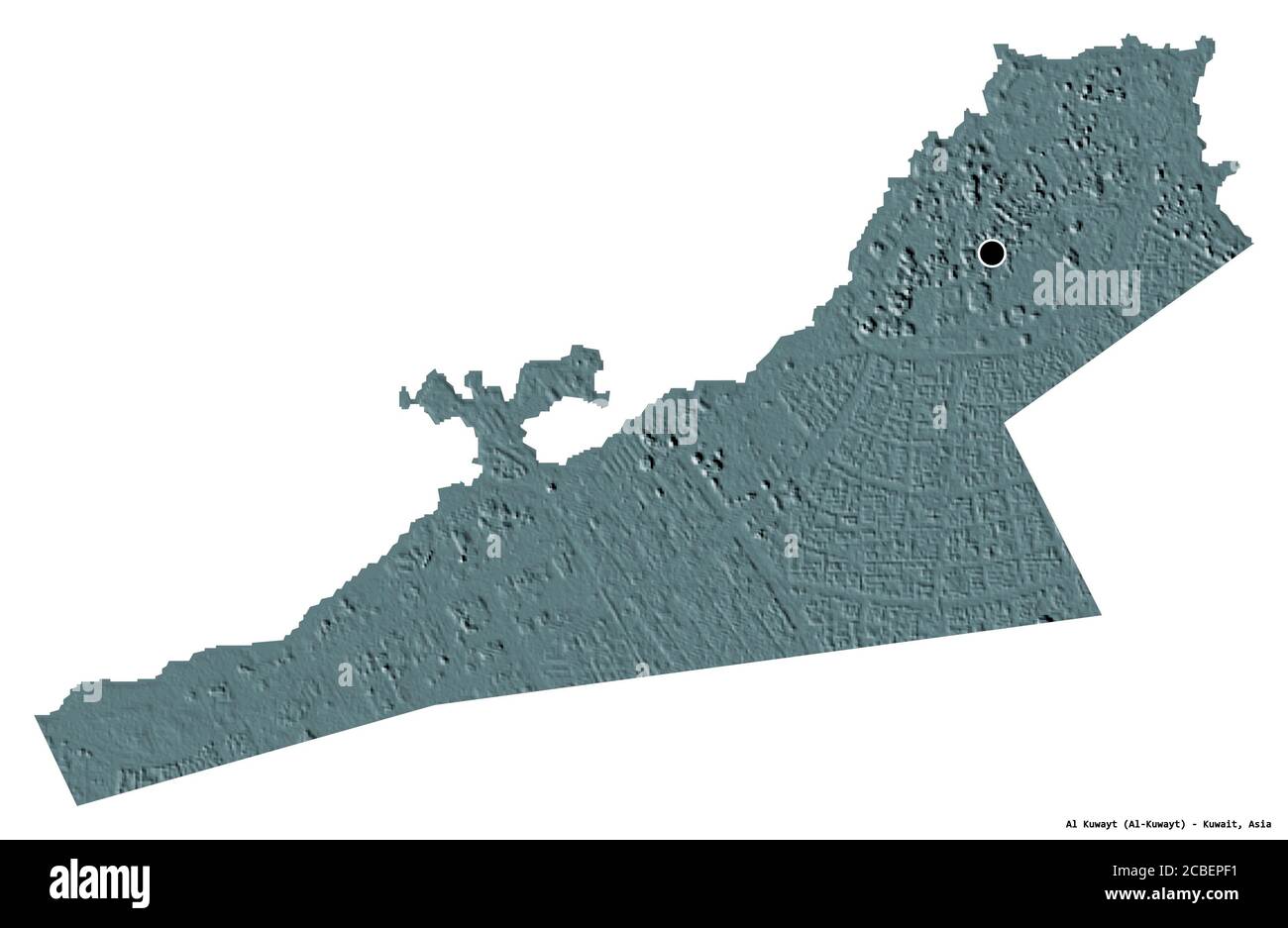 Shape of Al Kuwayt, province of Kuwait, with its capital isolated on ...