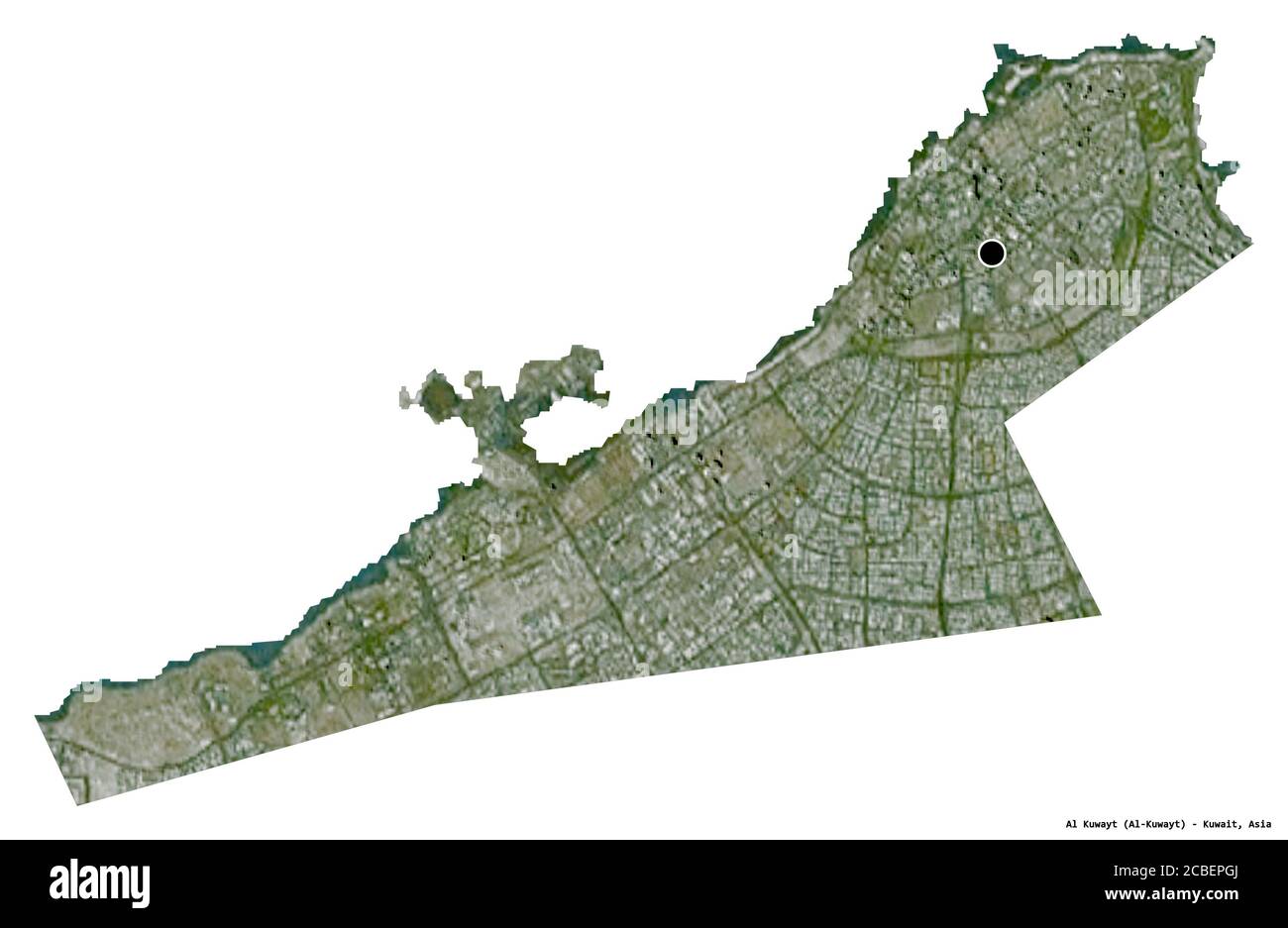 Shape of Al Kuwayt, province of Kuwait, with its capital isolated on ...
