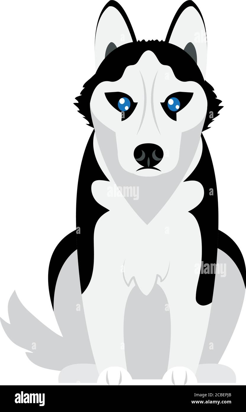 siberian husky dog icon over white background, flat style, vector ...