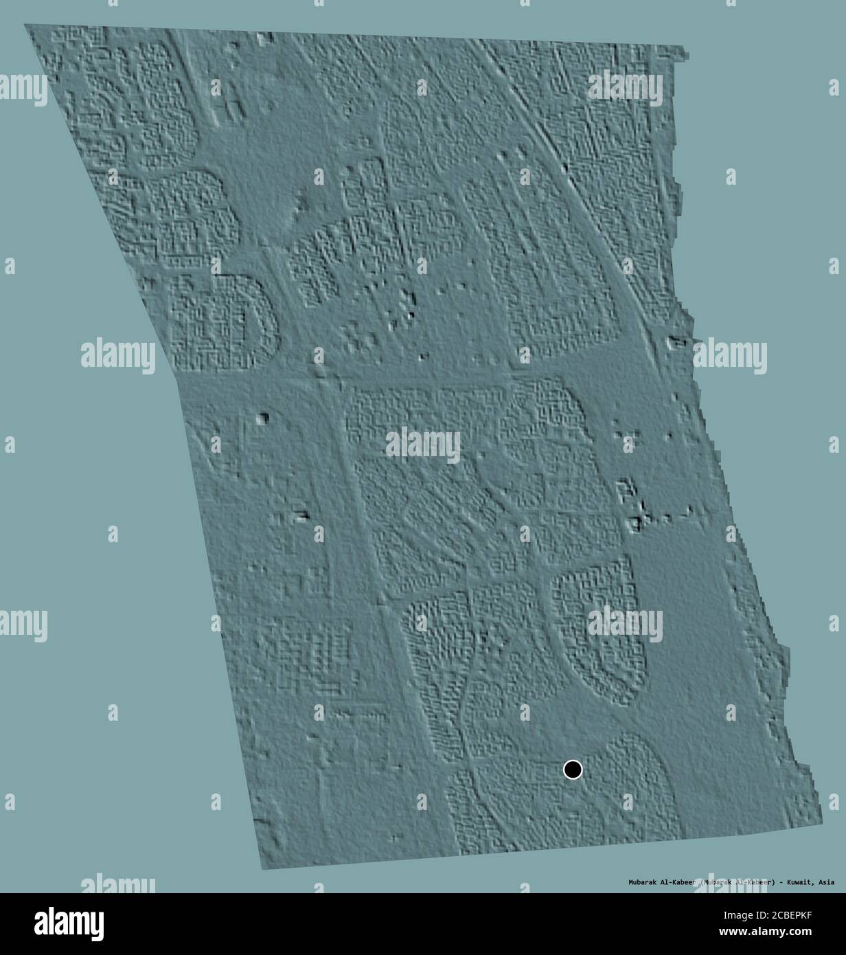 Shape of Mubarak Al-Kabeer, province of Kuwait, with its capital ...