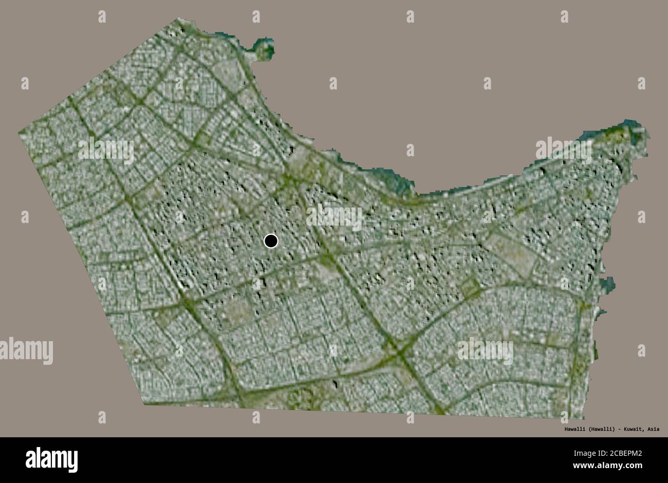Shape of Hawalli, province of Kuwait, with its capital isolated on a ...