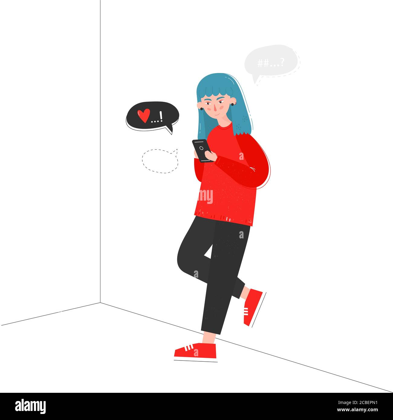 girl with phone vector Stock Vector Image & Art - Alamy