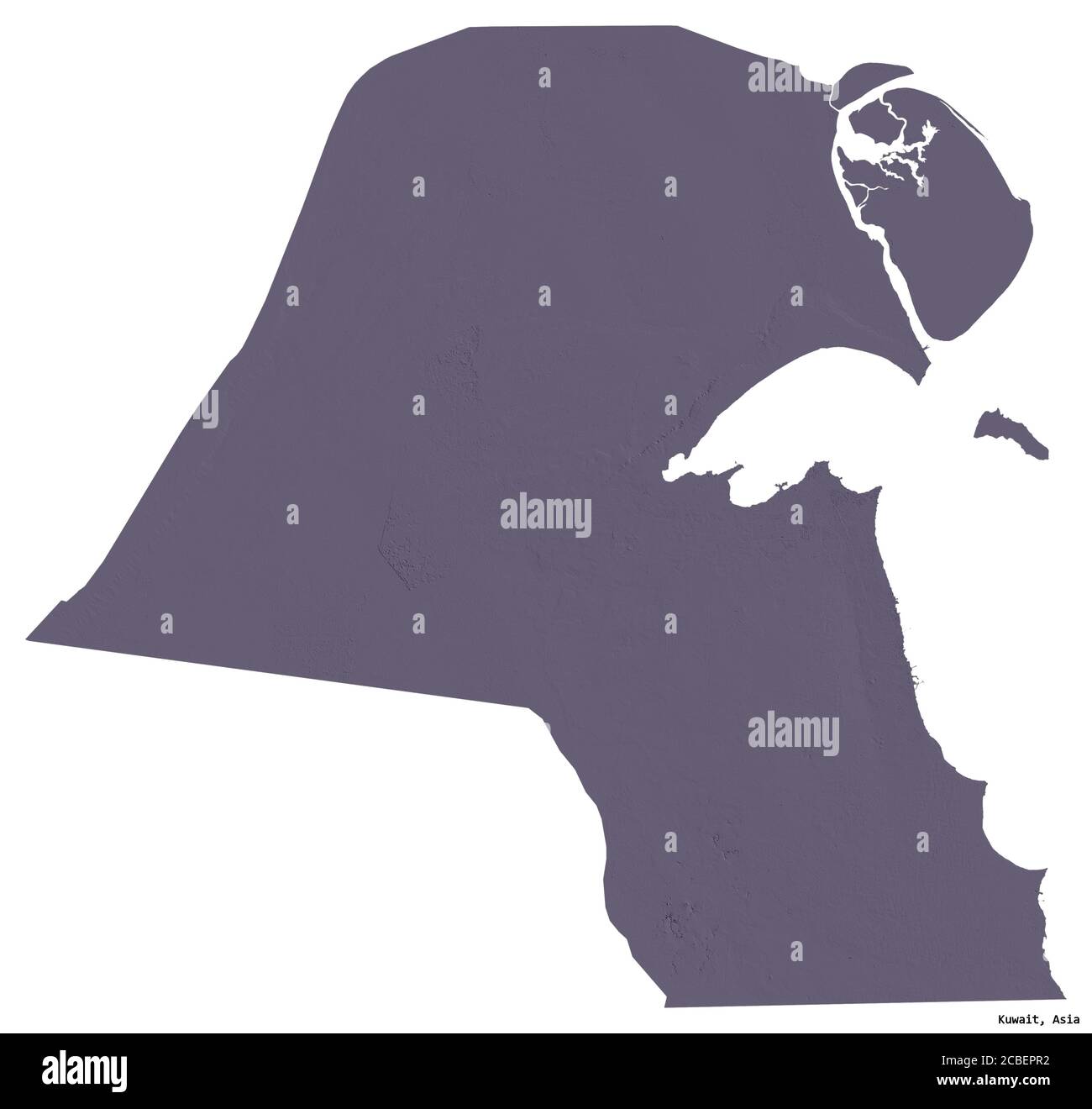 Shape of Kuwait with its capital isolated on white background. Colored ...