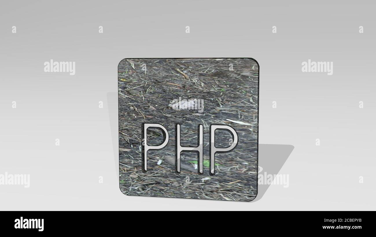 php 3D icon standing on the floor - 3D illustration for code and ...