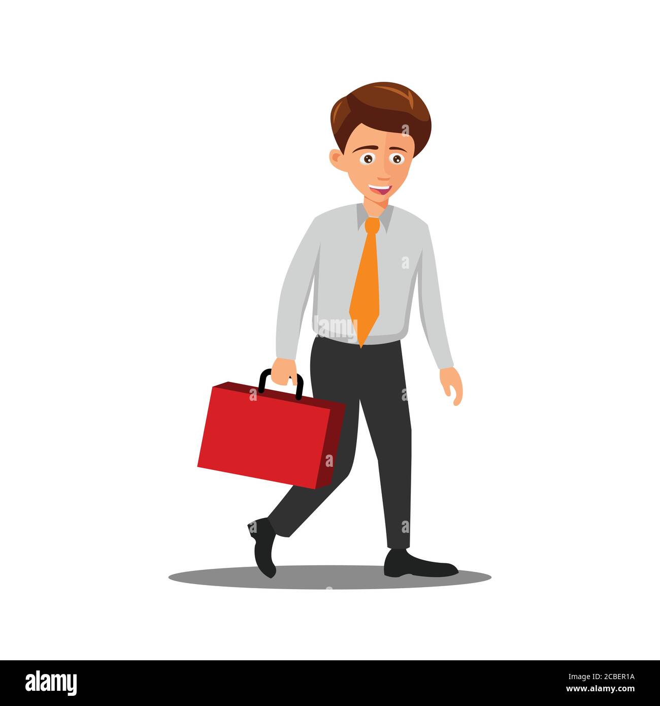 flat design of cartoon character of man goes to workplace,vector ...