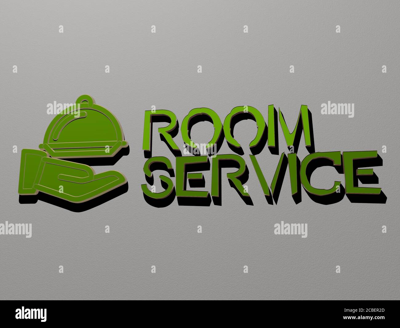ROOM SERVICE icon and text on the wall - 3D illustration for background ...