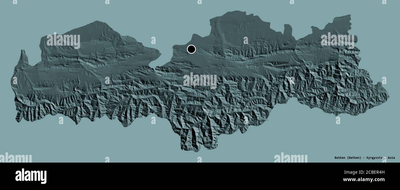 Shape of Batken, province of Kyrgyzstan, with its capital isolated on a ...