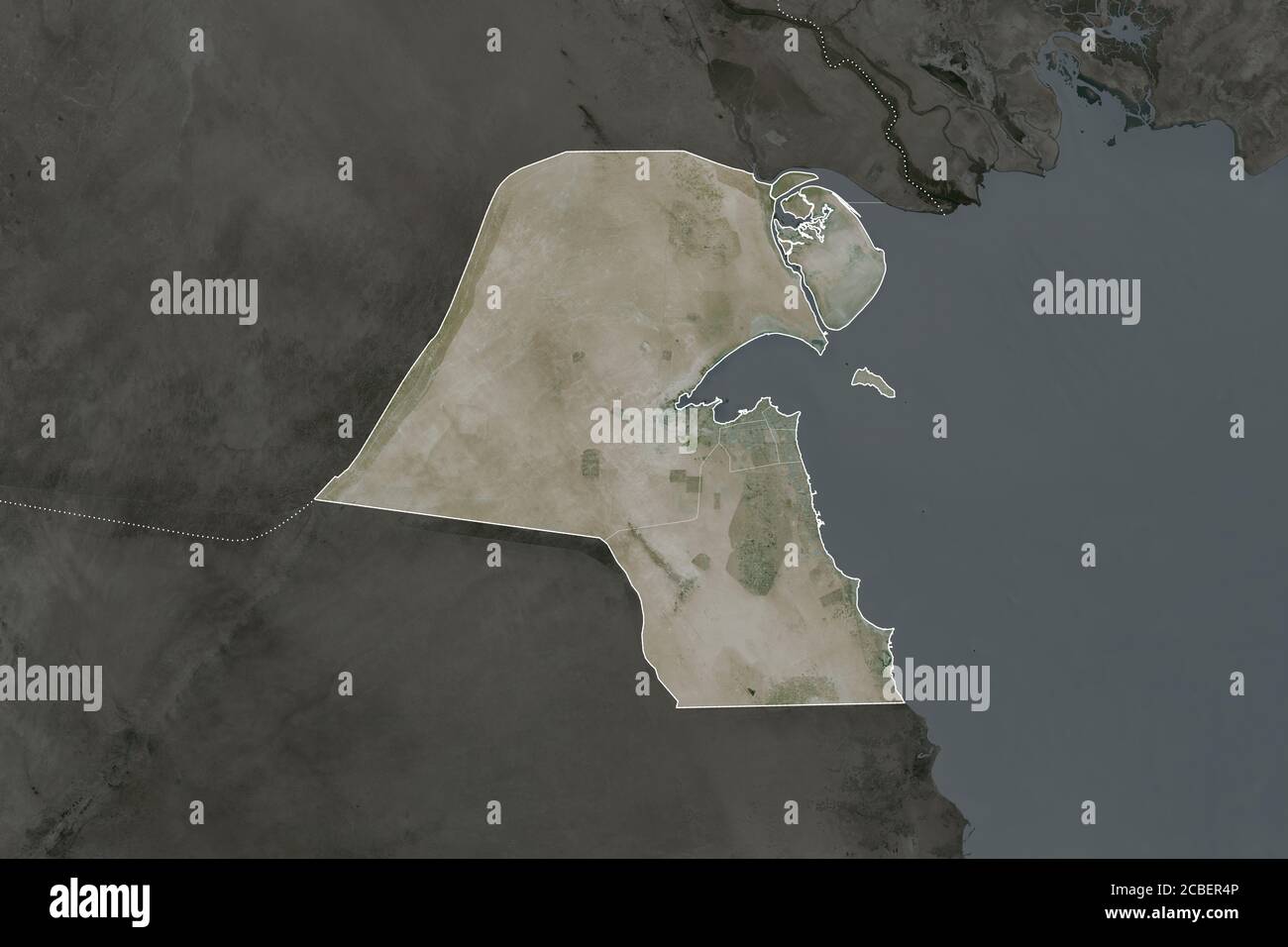 Shape of Kuwait separated by the desaturation of neighboring areas ...