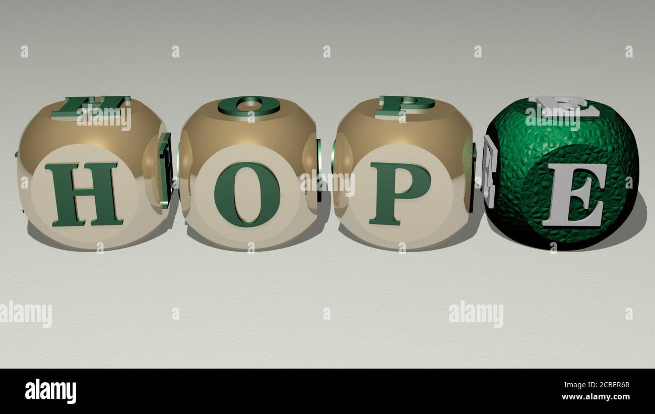 hope text by cubic dice letters - 3D illustration for background and ...