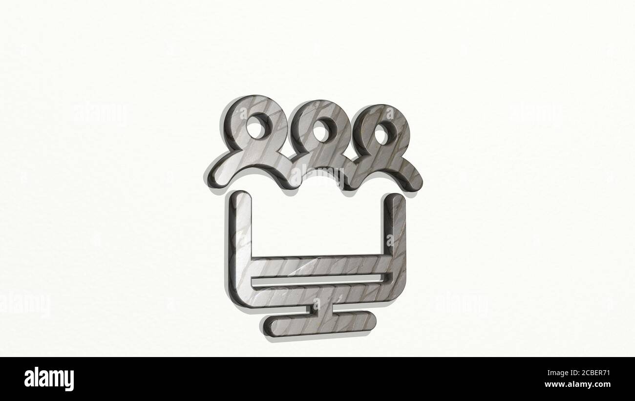 MONITOR TEAM 3D icon on the wall - 3D illustration for computer and ...