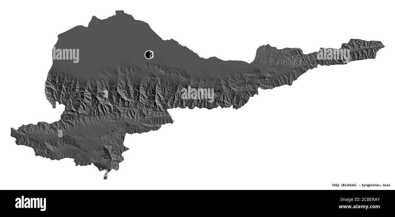 Shape of Chüy, province of Kyrgyzstan, with its capital isolated on ...