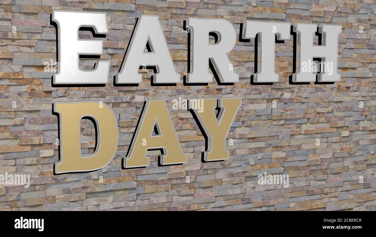 EARTH DAY text on textured wall - 3D illustration for background and ...