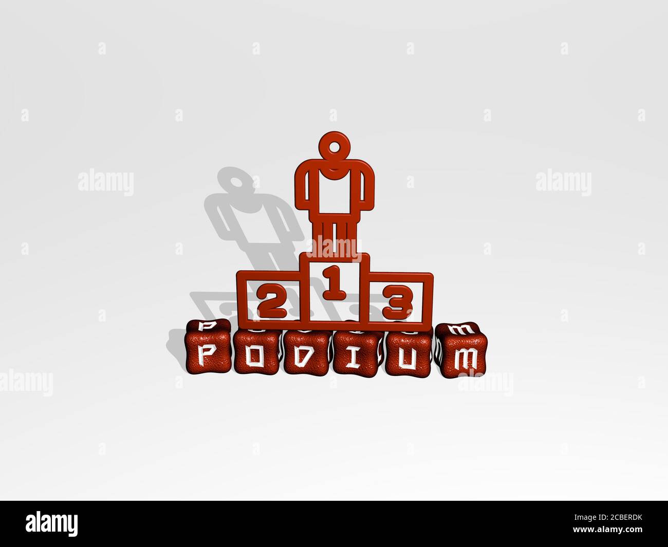 PODIUM 3D icon on cubic text - 3D illustration for background and ...