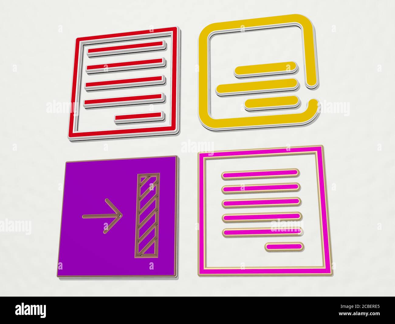 RIGHT ALIGNMENT 4 icons set - 3D illustration Stock Photo - Alamy