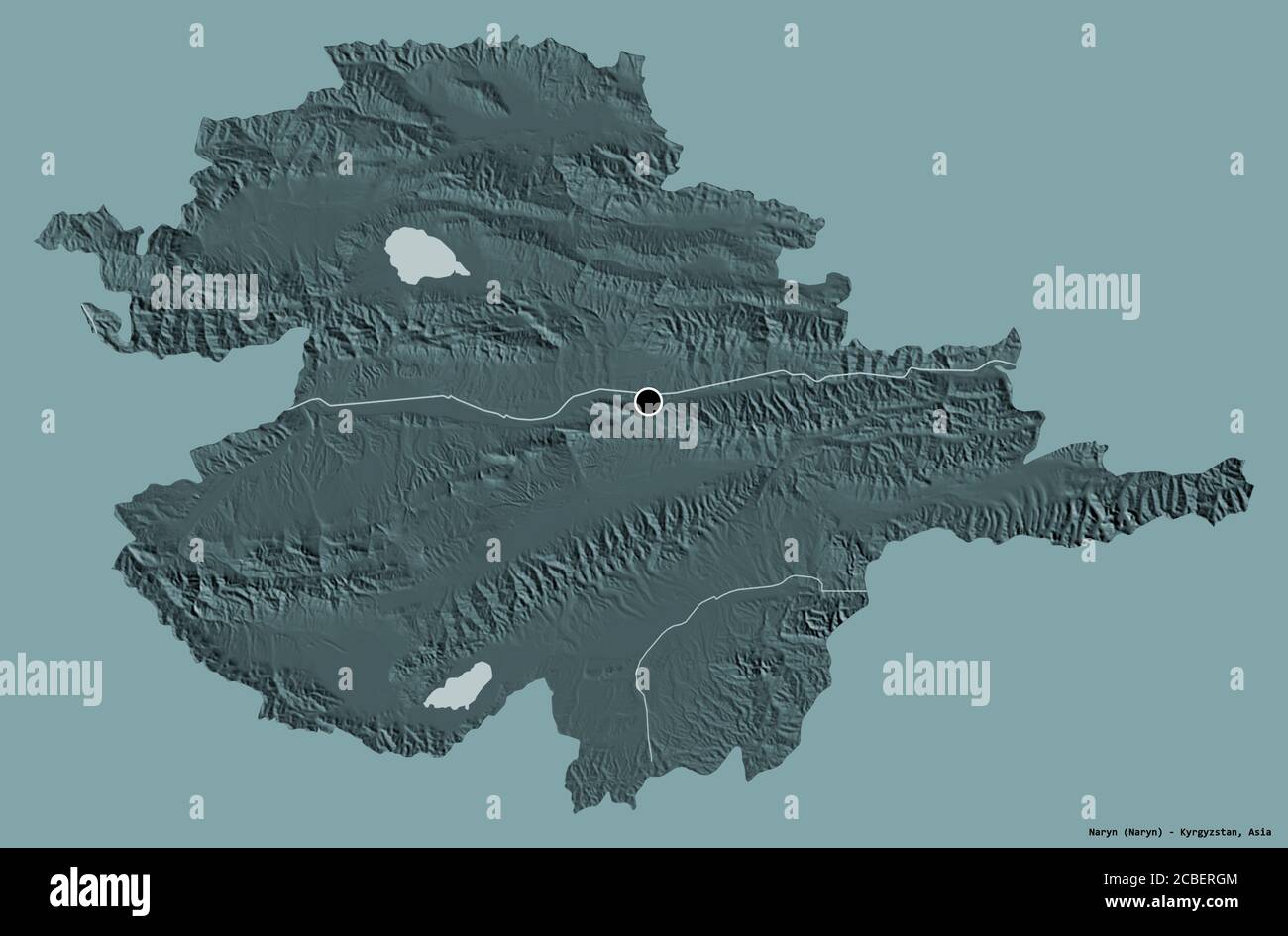 Shape of Naryn, province of Kyrgyzstan, with its capital isolated on a ...