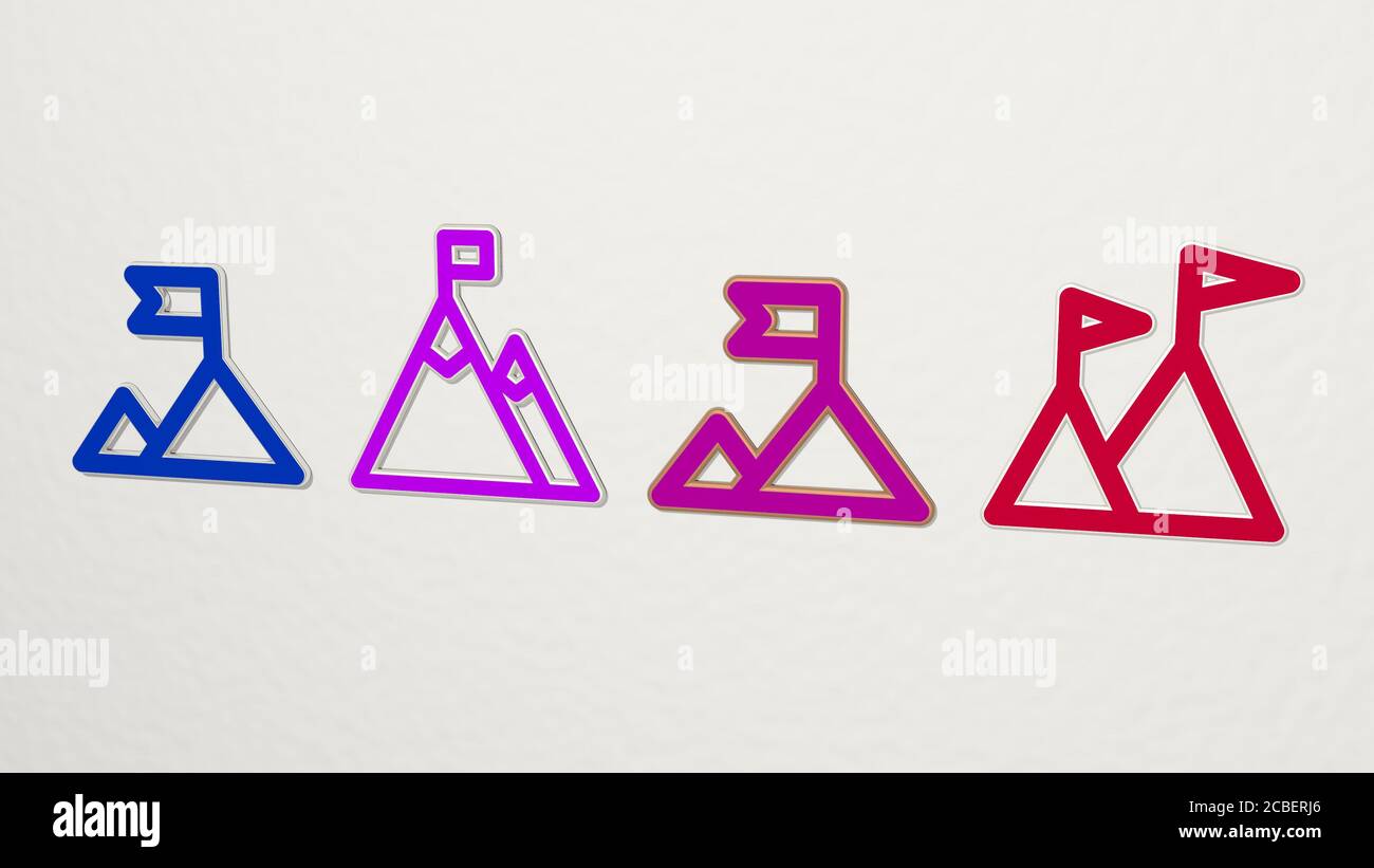 MISSION 4 icons set - 3D illustration for business and concept Stock ...