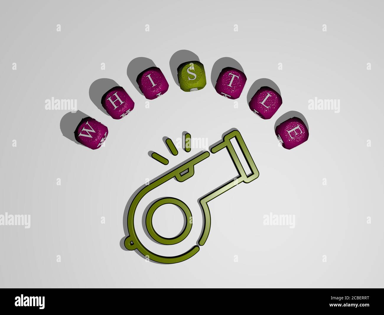 whistle icon surrounded by the text of individual letters - 3D ...