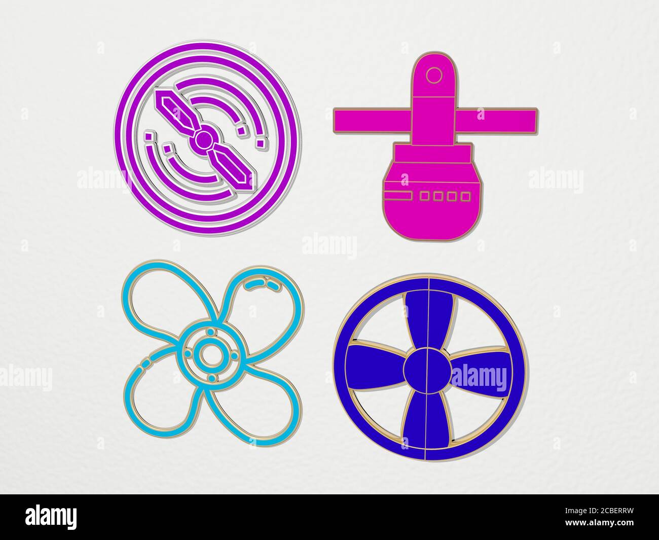 PROPELLER 4 icons set - 3D illustration for aircraft and airplane Stock ...