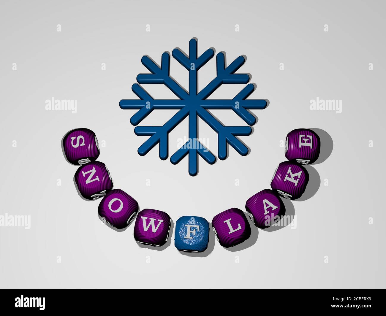 SNOWFLAKE text around the 3D icon - 3D illustration for christmas and ...