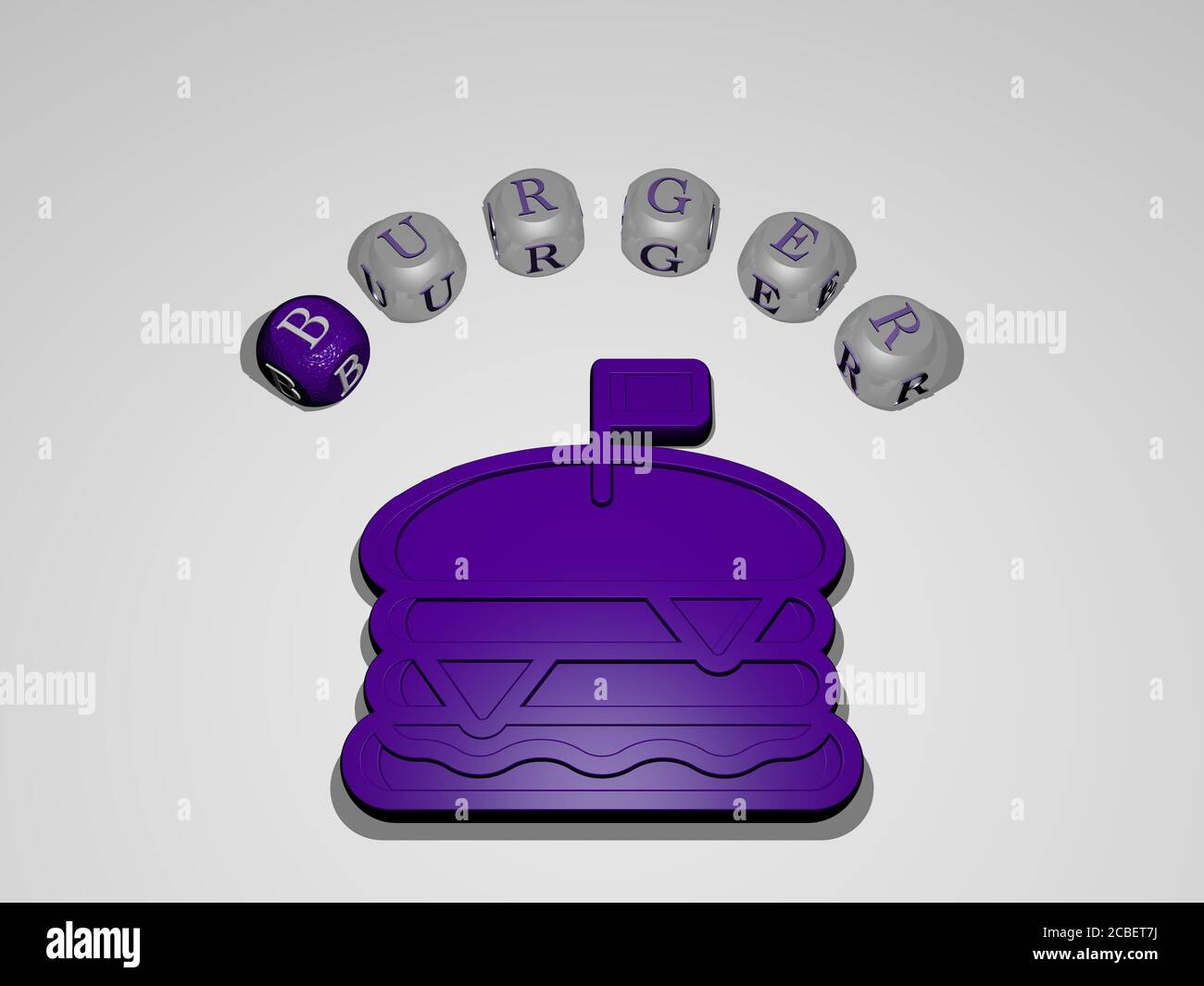 burger circular text of separate letters around the 3D icon - 3D ...