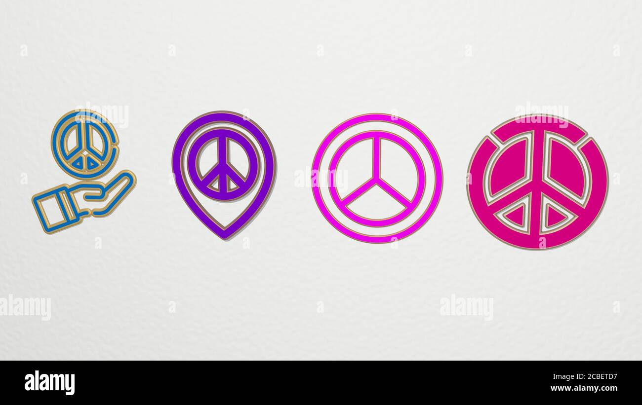peace 4 icons set - 3D illustration for background and beautiful Stock ...