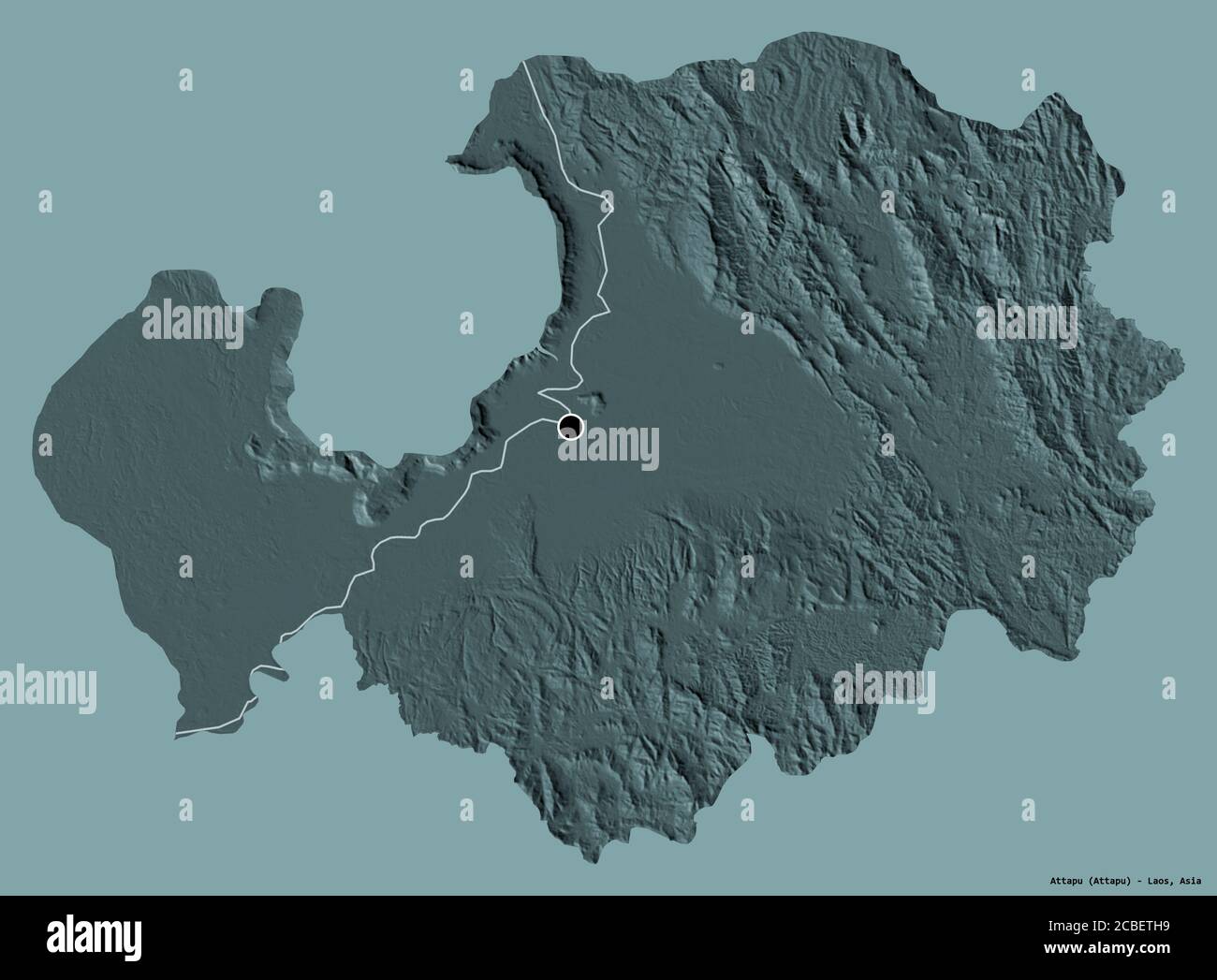 Shape of Attapu, province of Laos, with its capital isolated on a solid ...