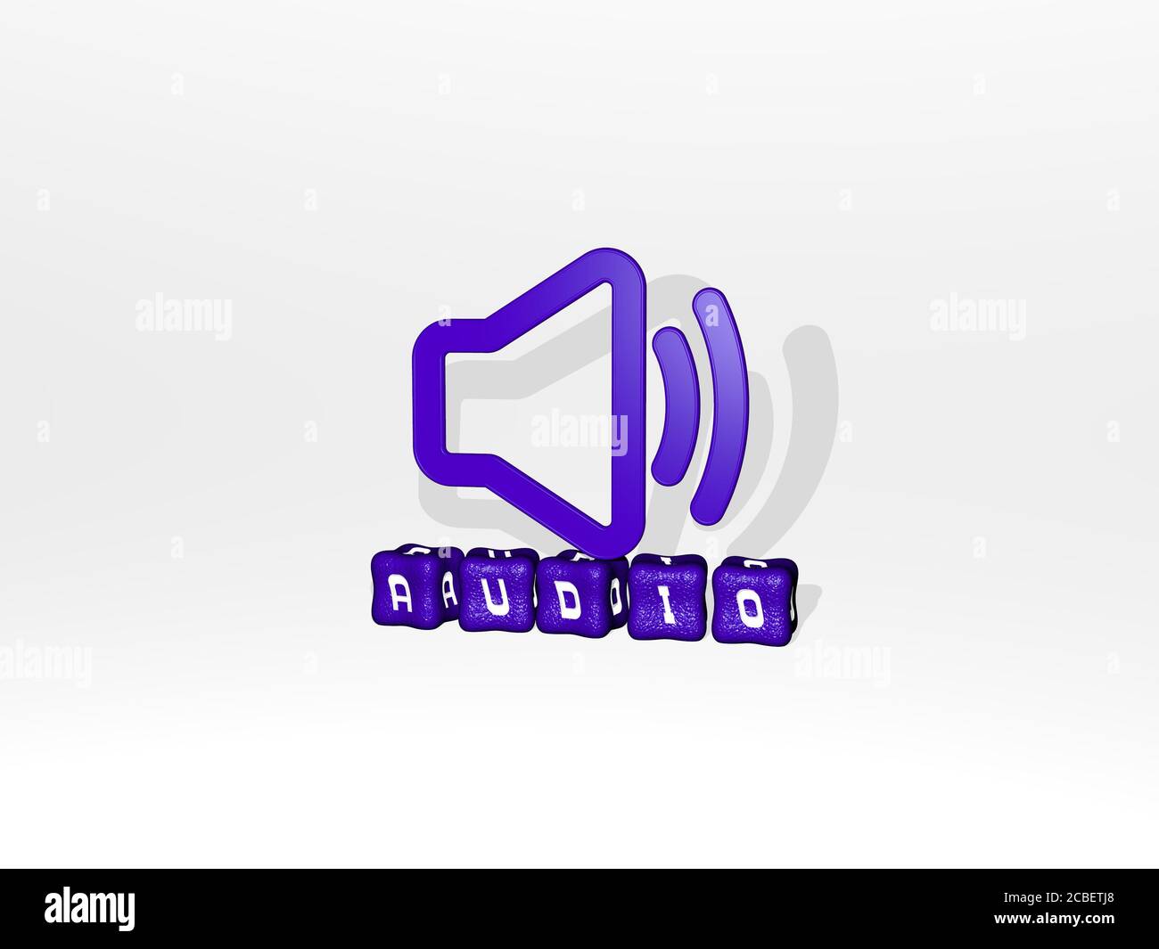 audio 3D icon on cubic text - 3D illustration for background and music ...