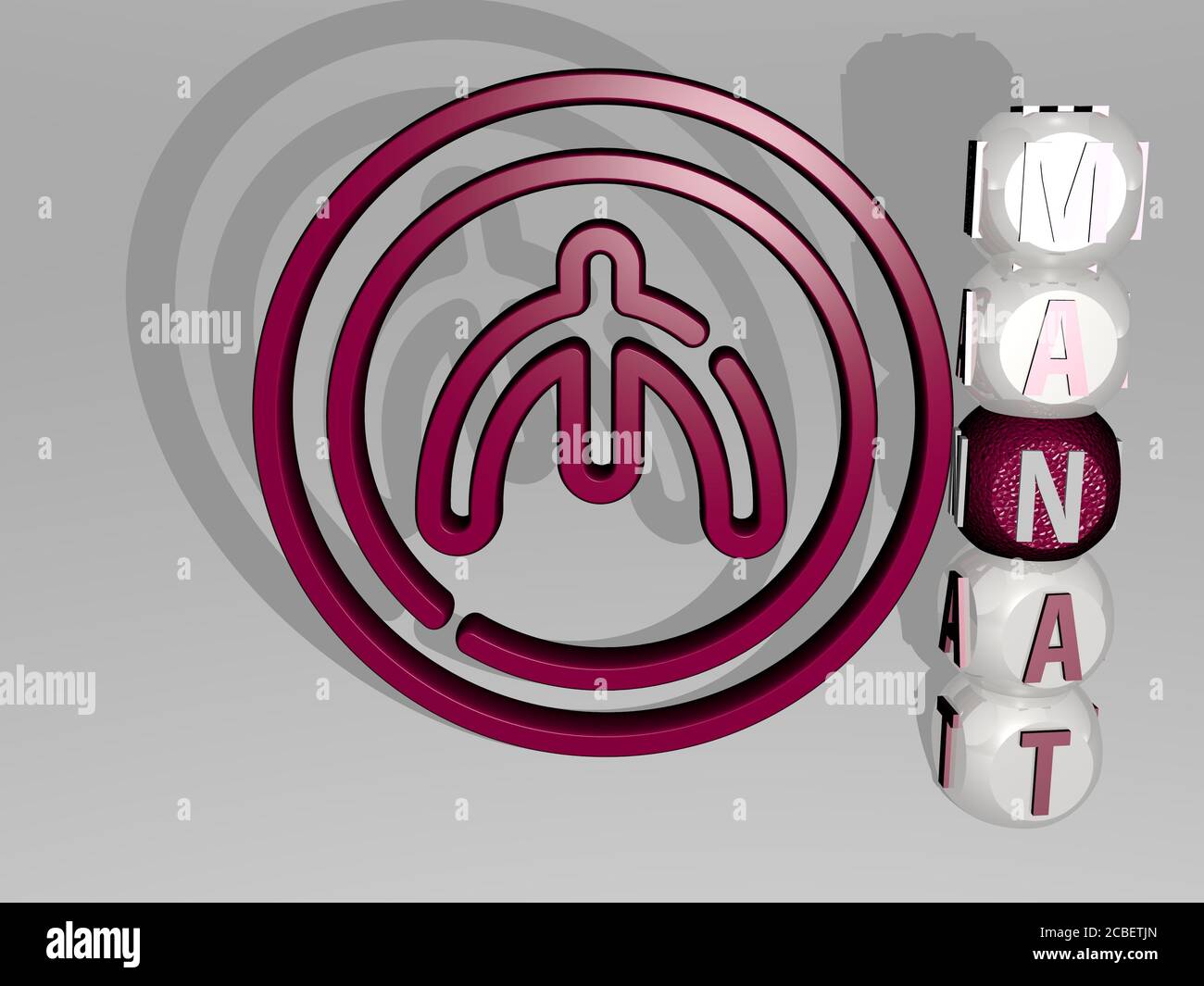 MANAT 3D icon beside the vertical text of individual letters - 3D ...