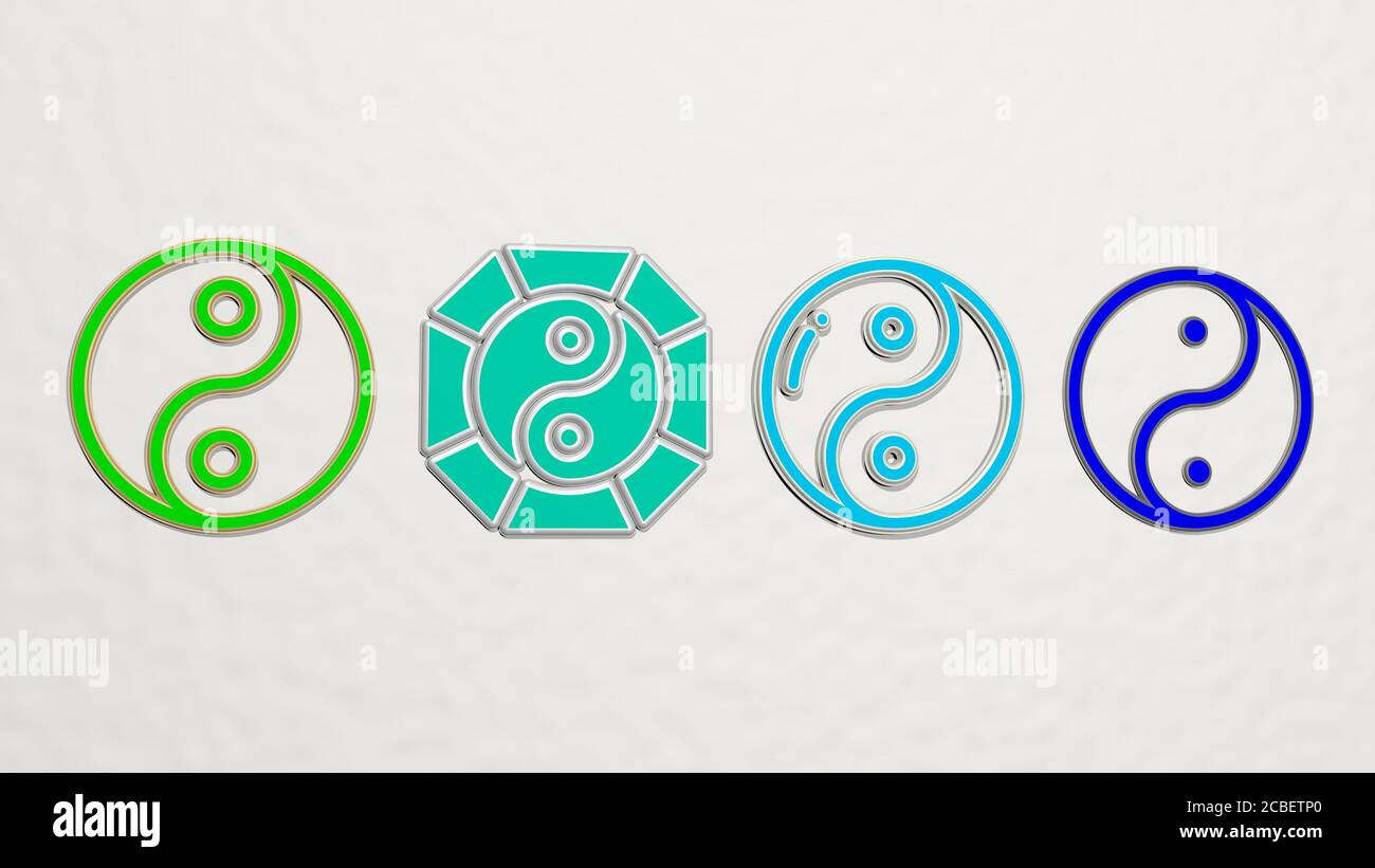 yin yang 4 icons set - 3D illustration Stock Photo - Alamy