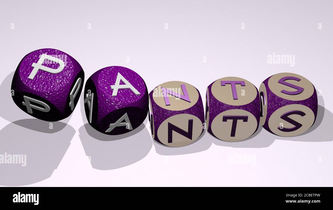 pants text by dancing dice letters - 3D illustration for background and ...