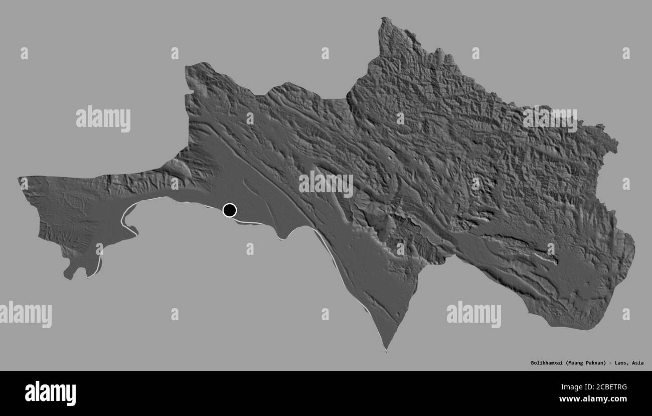 Shape of Bolikhamxai, province of Laos, with its capital isolated on a ...