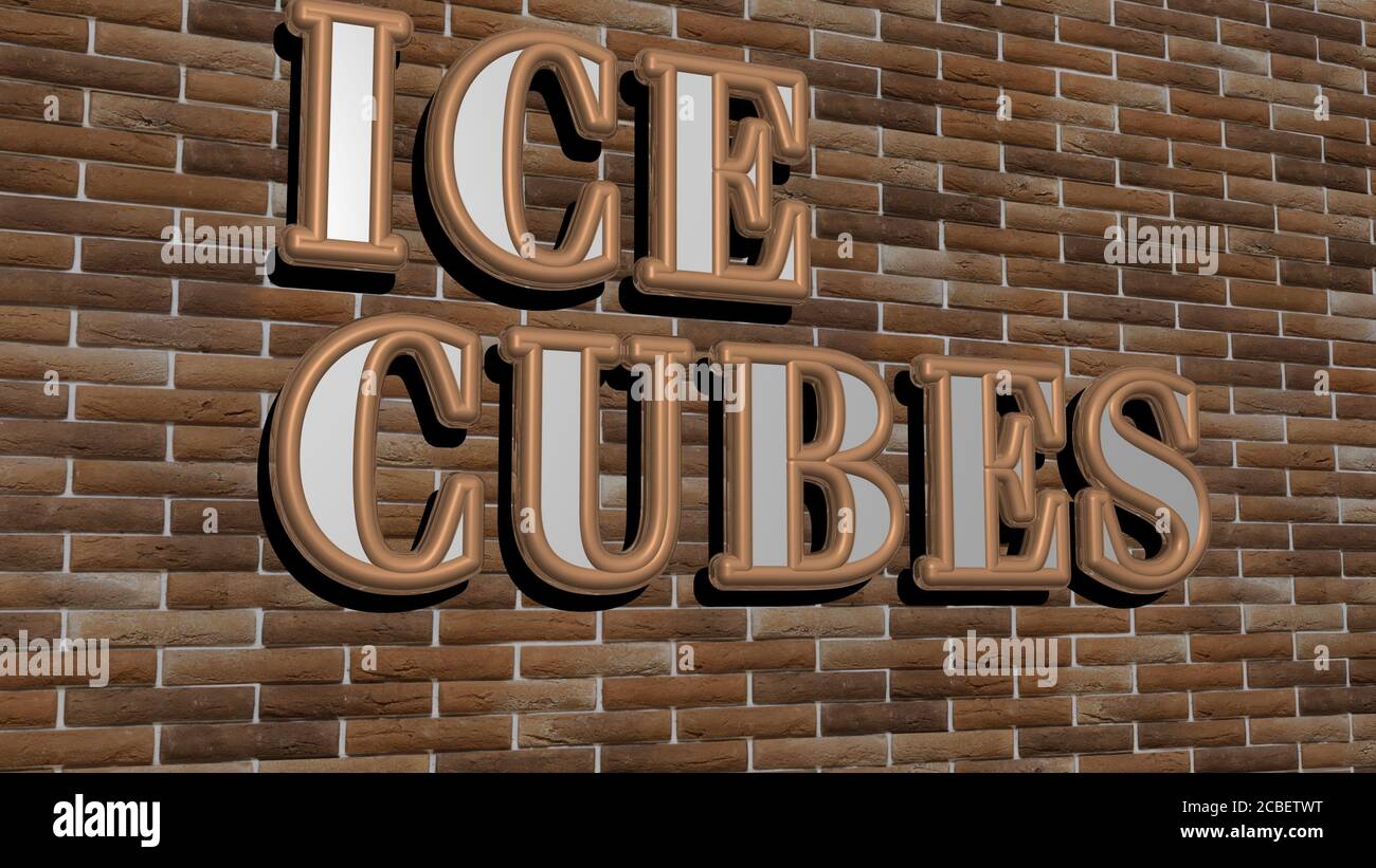 ice cubes text on textured wall - 3D illustration for background and ...