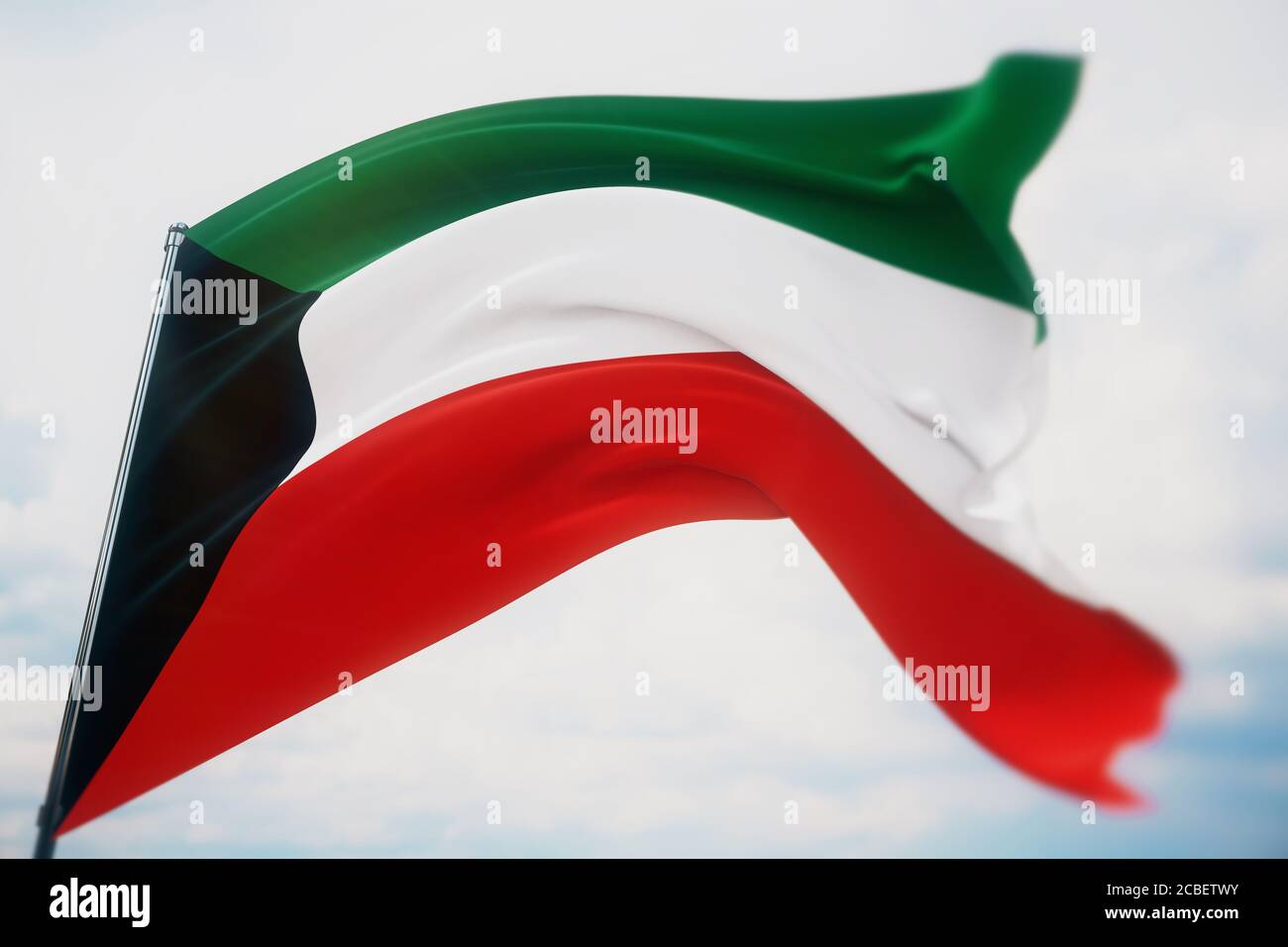 Waving flags of the world - flag of Kuwait. Shot with a shallow depth ...