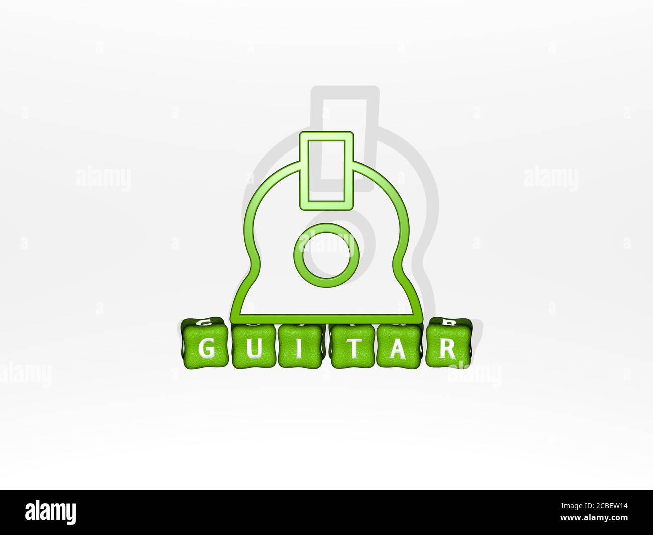 GUITAR 3D icon on cubic text - 3D illustration for background and ...
