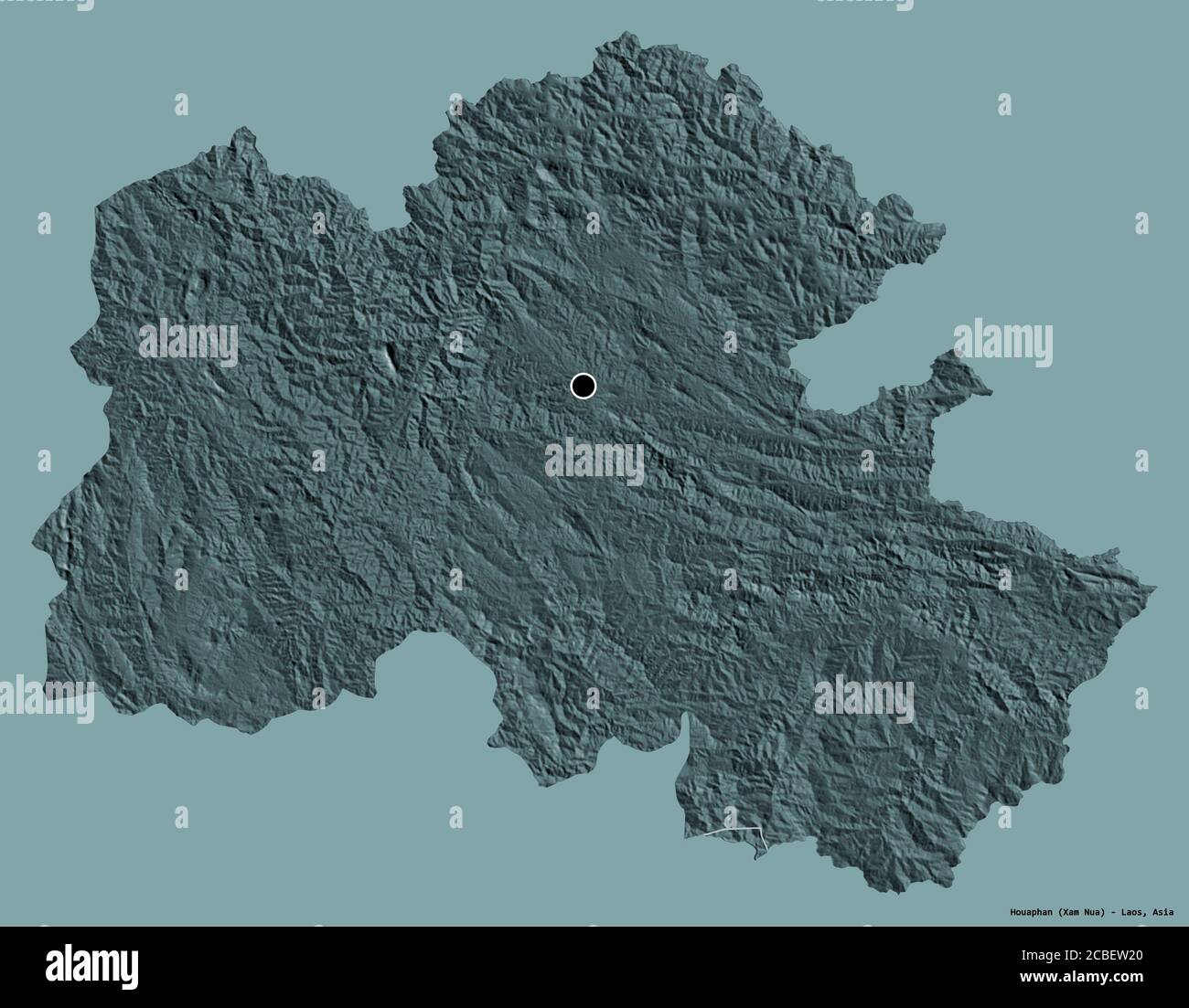 Shape of Houaphan, province of Laos, with its capital isolated on a ...