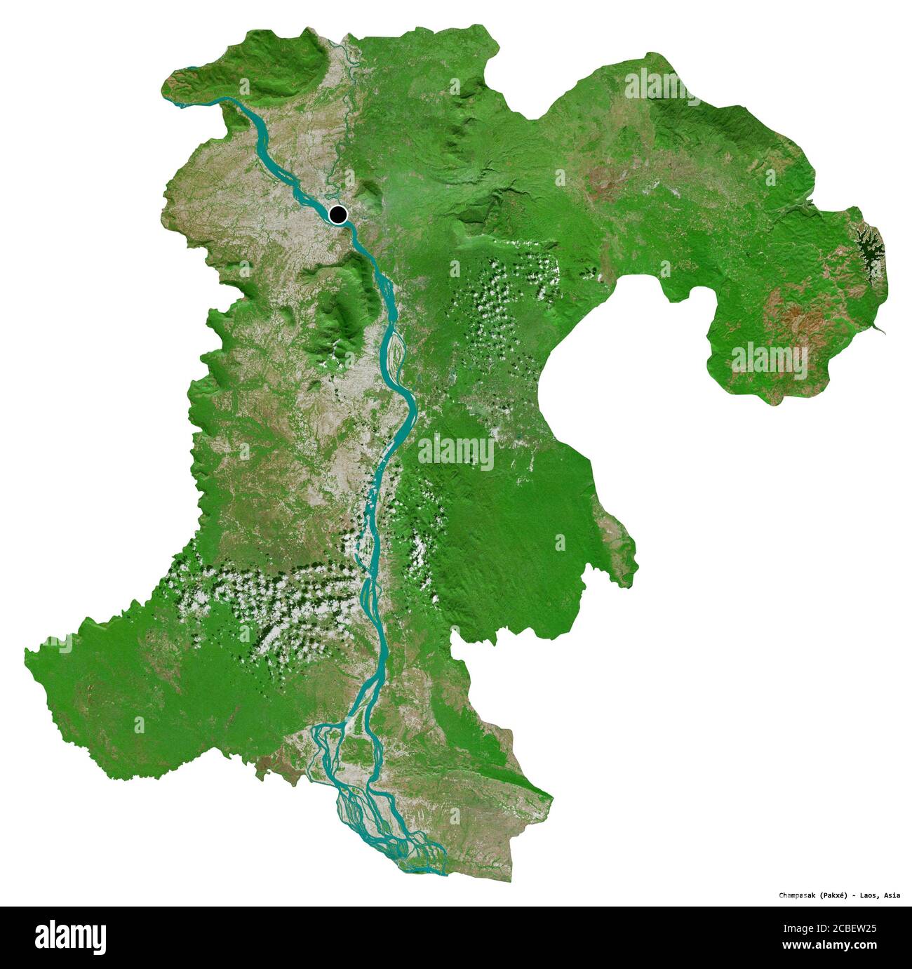 Shape of Champasak, province of Laos, with its capital isolated on ...