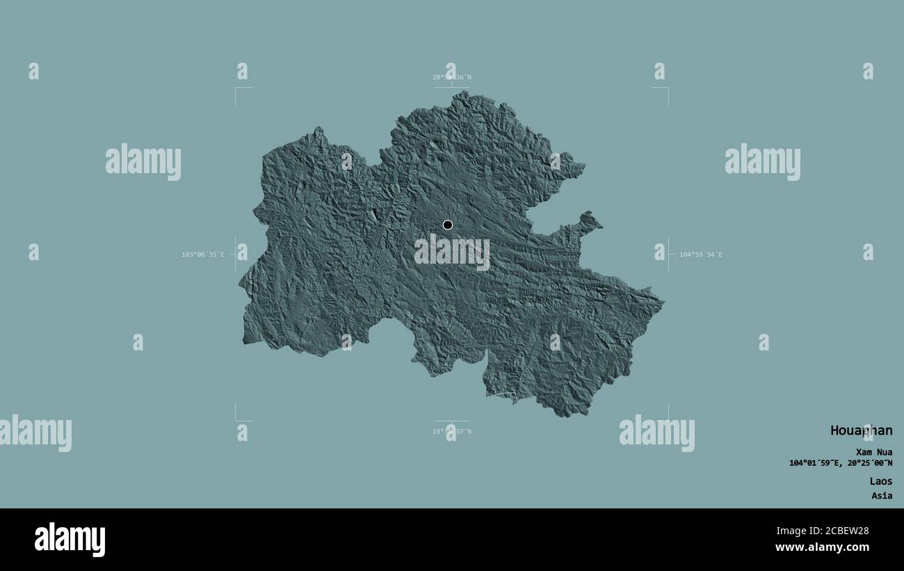 Area of Houaphan, province of Laos, isolated on a solid background in a ...