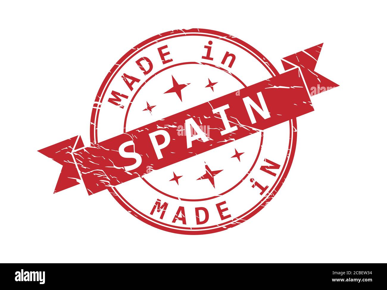 An impression of a seal with the inscription MADE in SPAIN, isolated on ...