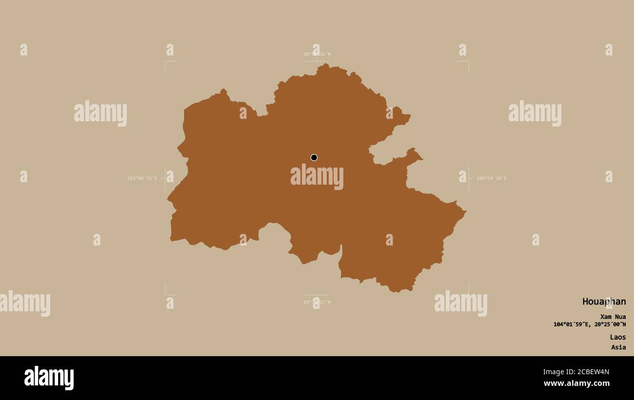 Area of Houaphan, province of Laos, isolated on a solid background in a ...