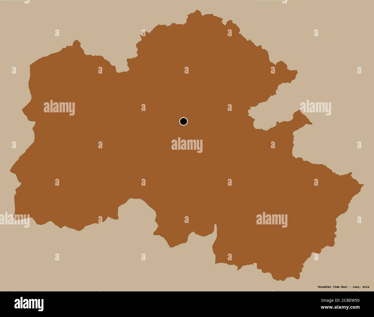 Shape of Houaphan, province of Laos, with its capital isolated on a ...