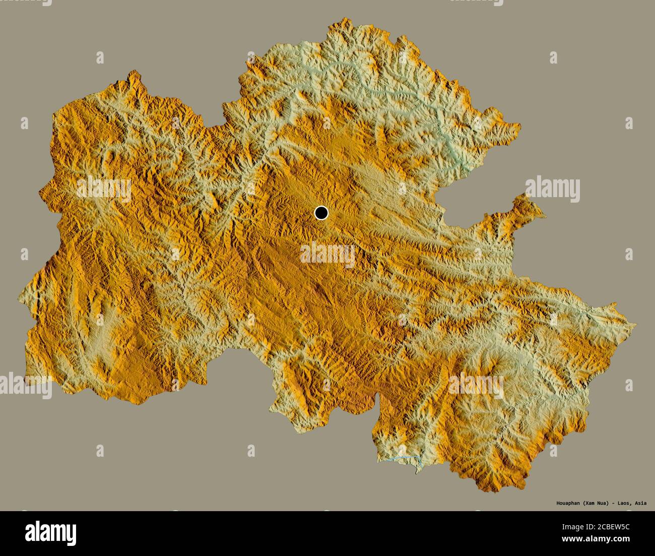 Shape of Houaphan, province of Laos, with its capital isolated on a ...
