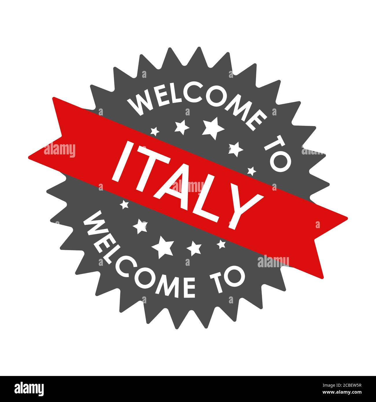 Welcome to ITALY. Round label with red ribbon. Vector illustration ...