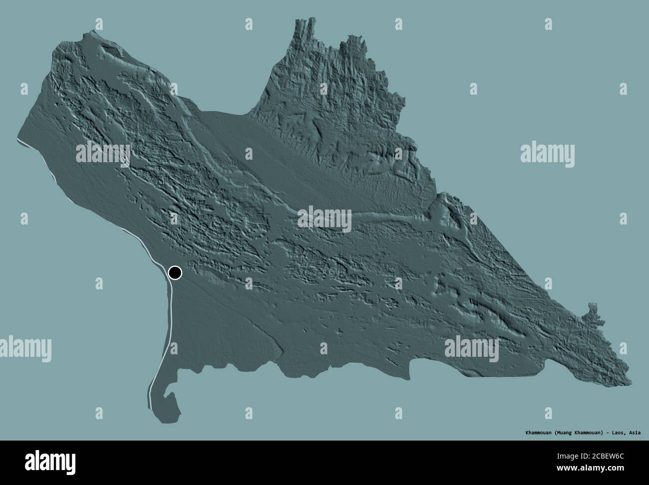 Shape of Khammouan, province of Laos, with its capital isolated on a ...