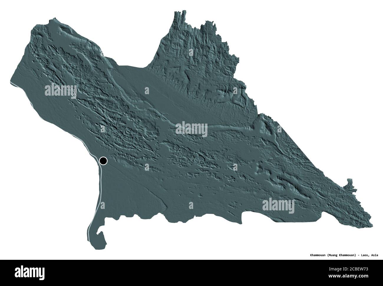 Shape of Khammouan, province of Laos, with its capital isolated on ...