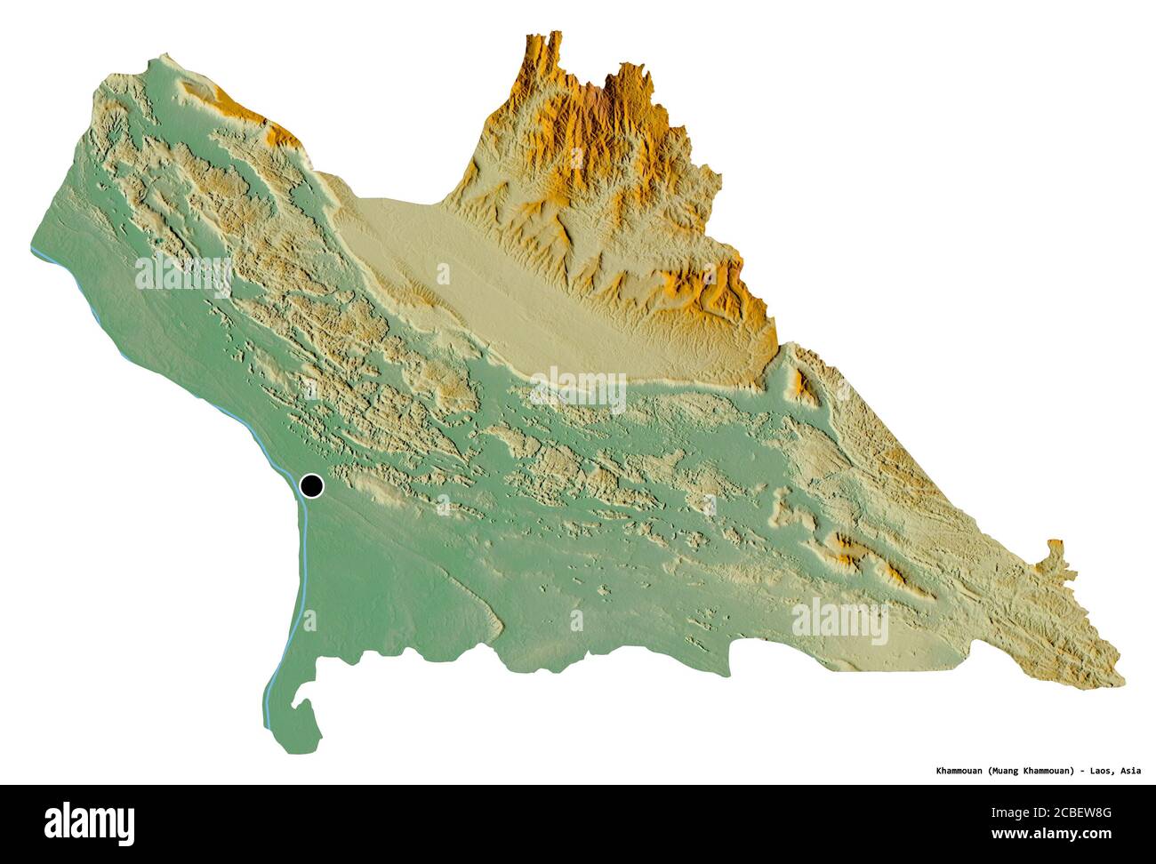 Shape of Khammouan, province of Laos, with its capital isolated on ...