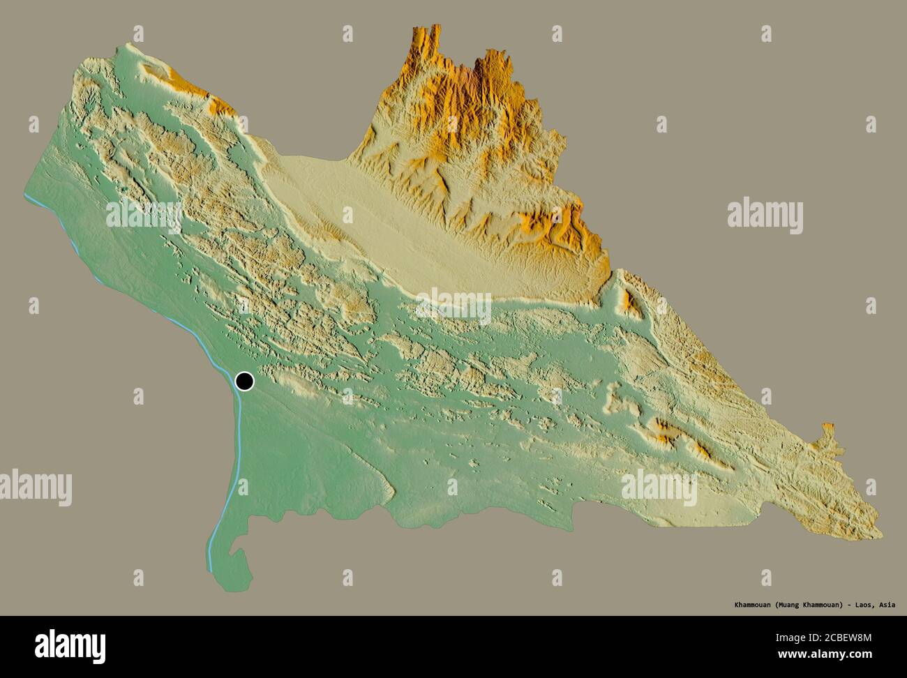 Shape of Khammouan, province of Laos, with its capital isolated on a ...