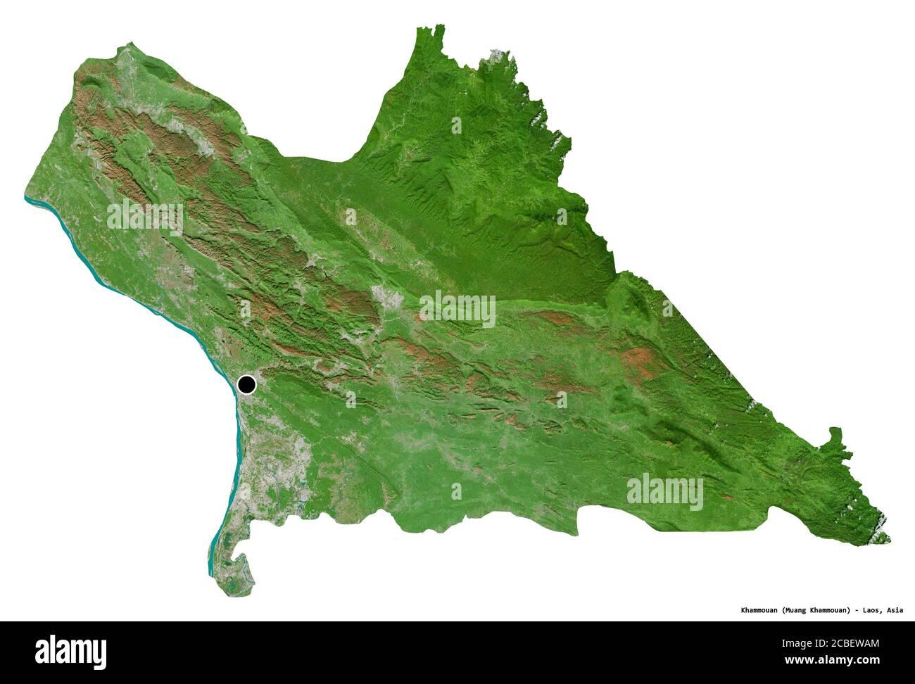 Shape of Khammouan, province of Laos, with its capital isolated on ...