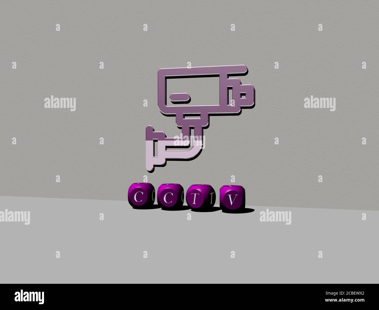 3D illustration of CCTV graphics and text made by metallic dice letters ...