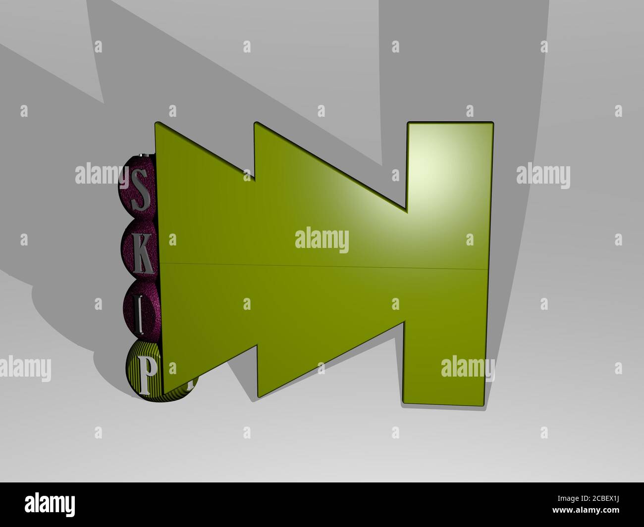 skip 3D icon and dice letter text - 3D illustration Stock Photo - Alamy