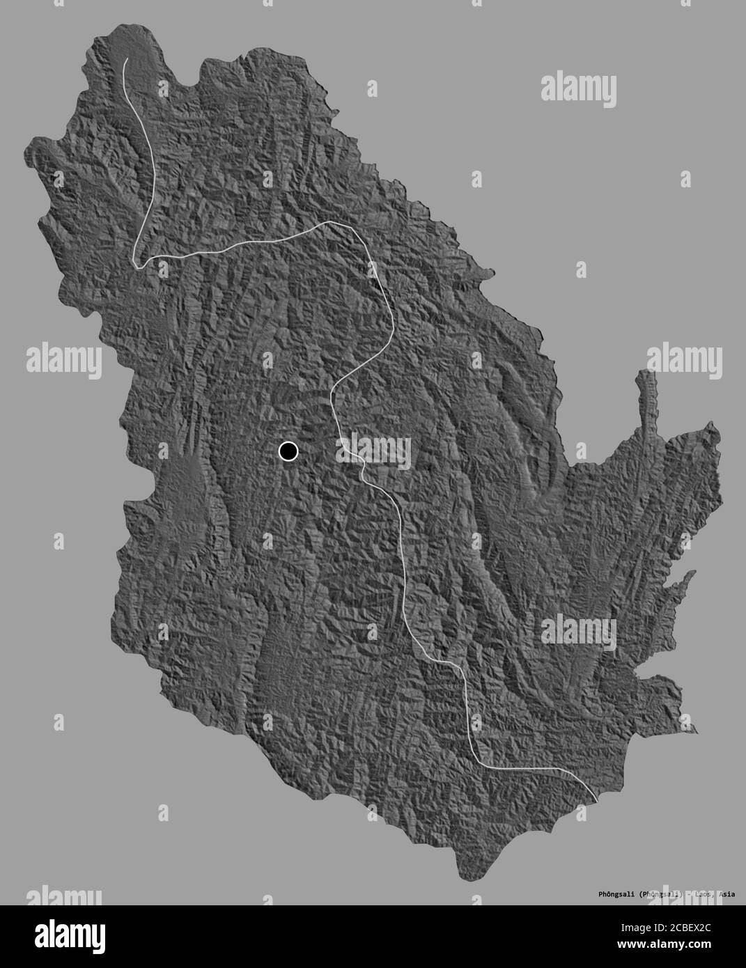 Shape of Phôngsali, province of Laos, with its capital isolated on a ...